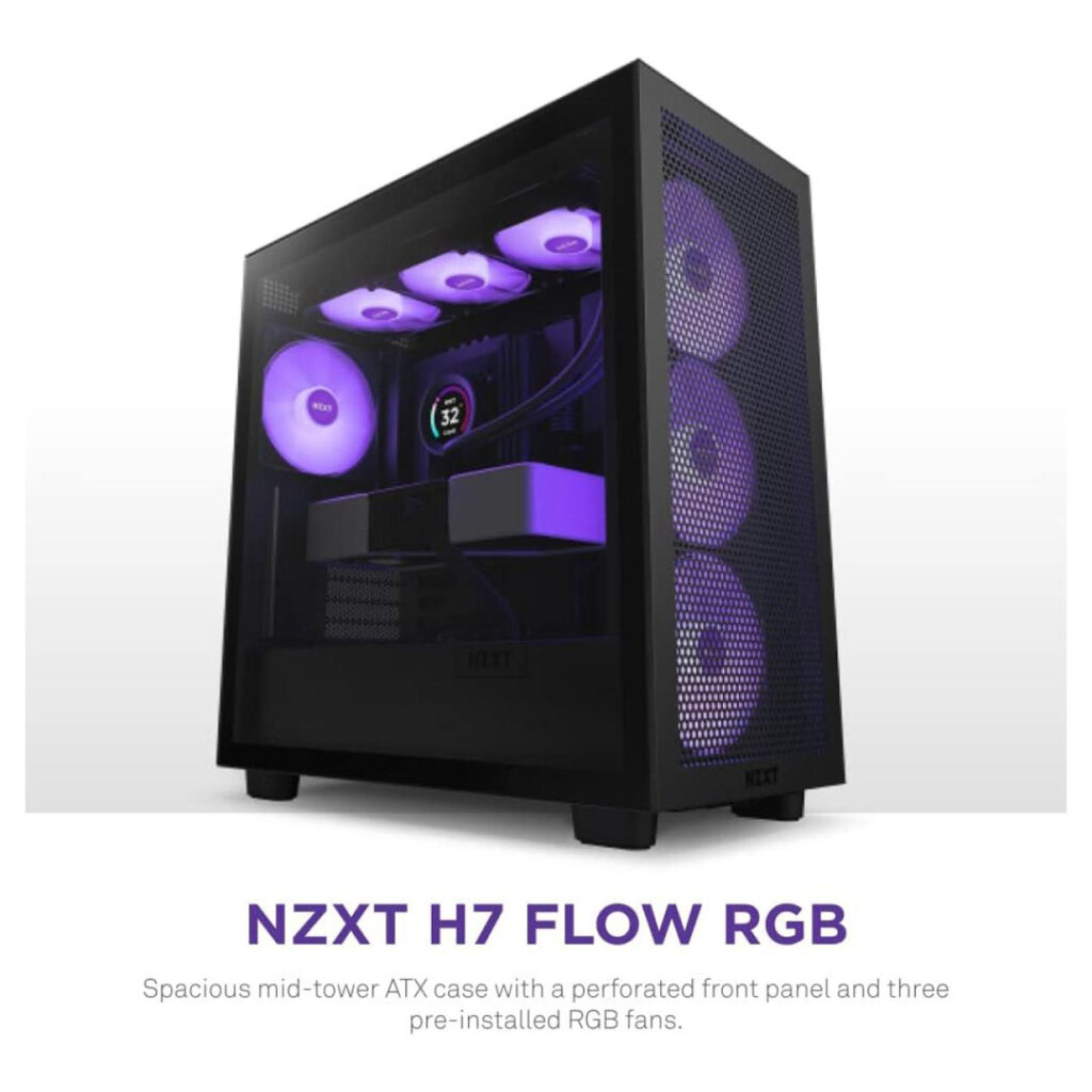 Illuminate Your Build: NZXT H7 Flow RGB ATX Tempered Glass Mid Tower ...
